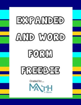 WRITE NUMBERS IN EXPANDED WORD FORM By THE MATH IN MOTION MARKET