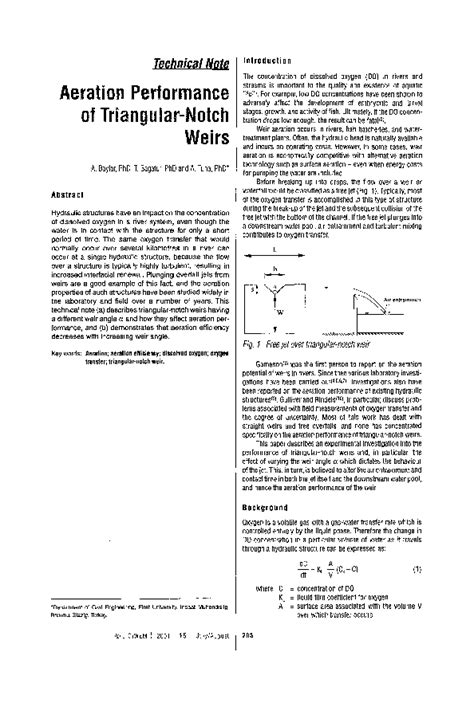 Pdf Aeration Performance Of Triangular Notch Weirs