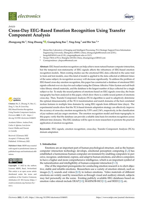 pdf cross day eeg based emotion recognition using transfer component