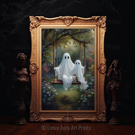Ghost Wall Art Ghosts On A Swing Ghost Friends Dark Academia Wall