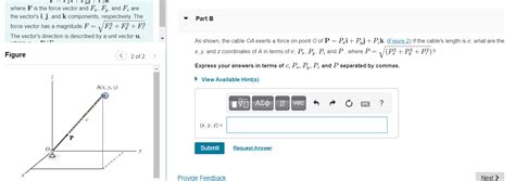 Solved Part B Where F Is The Force Vector And F Fy And F Chegg Com