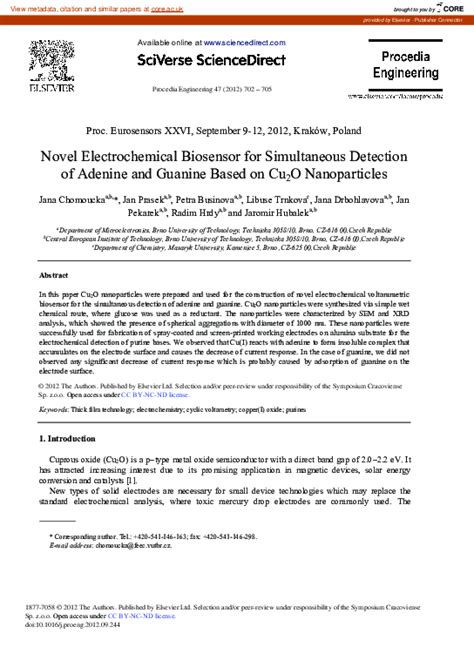 Pdf Novel Electrochemical Biosensor For Simultaneous Detection Of Adenine And Guanine Based On