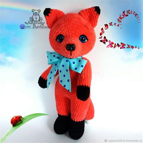 Мягкая игрушка лисичка из плюша вязаная крючком лиса заказать на Ярмарке Мастеров Jaoy6ru
