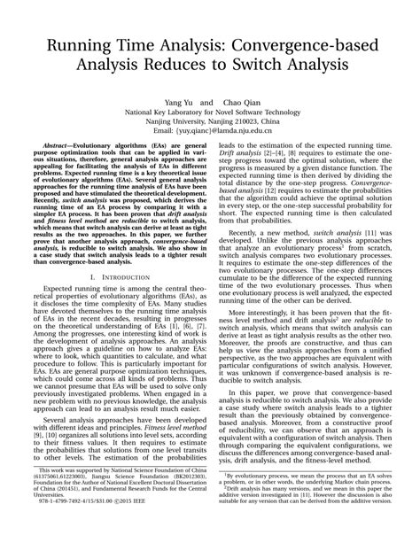 pdf running time analysis convergence based analysis reduces to