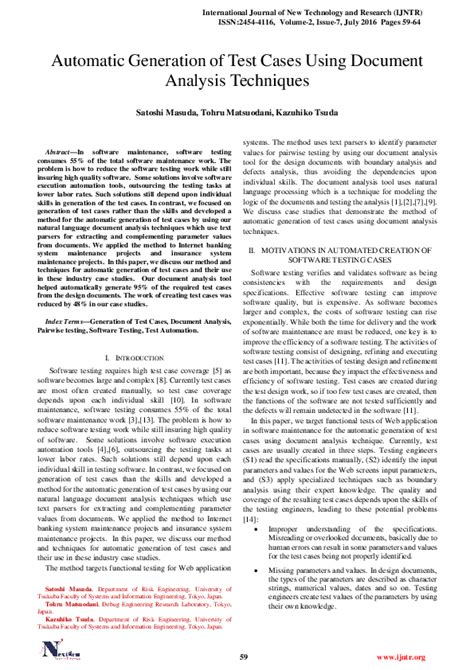 Pdf Automatic Generation Of Test Cases Using Document Analysis Techniques