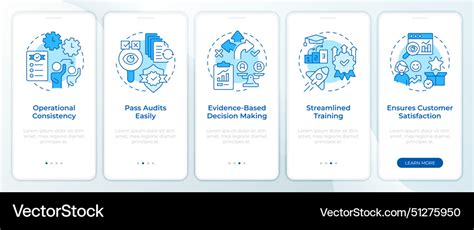 Qms Organization Benefits Blue Onboarding Mobile Vector Image