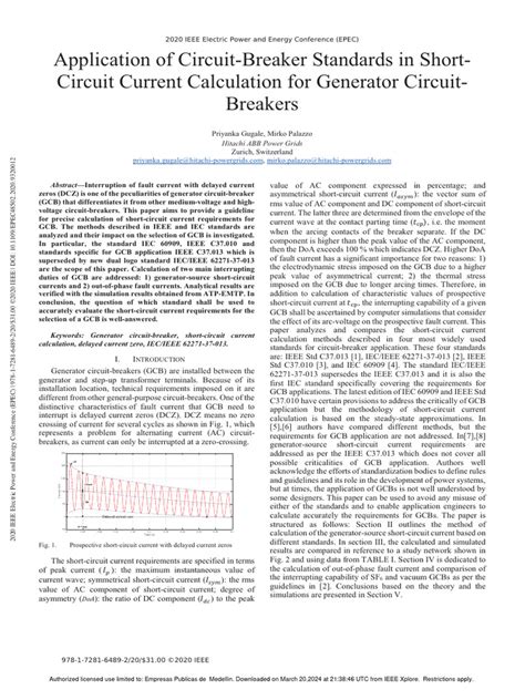 Ok Application Of Circuit Breaker Standards In Short Circuit Current Calculation For Generator