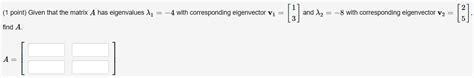Solved 1 Point Given That The Matrix A Has Eigenvalues