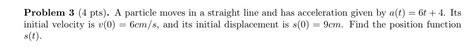Solved Problem Pts A Particle Moves In A Straight Chegg Com
