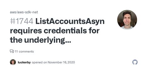 listaccountsasync requires credentials for the underlying