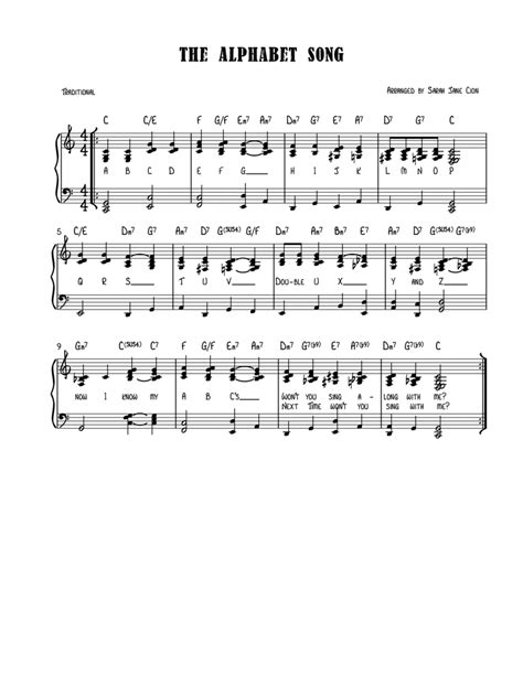 The Alphabet Song Voice Piano Vocal Early Intermediate Digital
