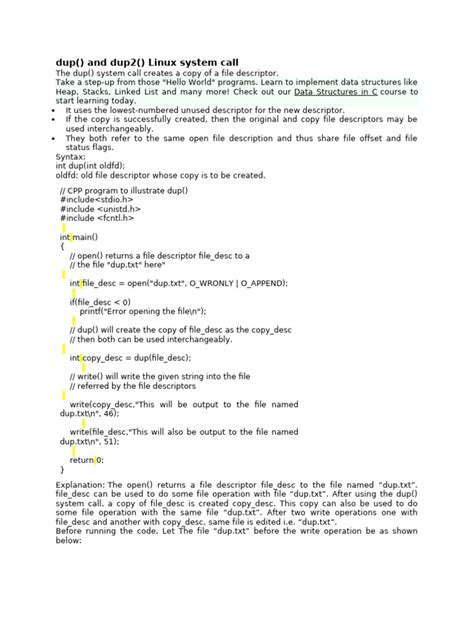 Unit 2 Lp Dup And Dup2 Systemcalls Pdf Computer Architecture
