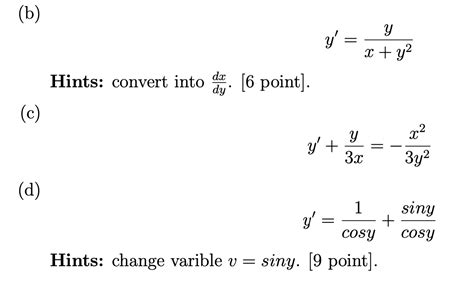 Solved 3 Solve The Following First Order Odes By Reducing