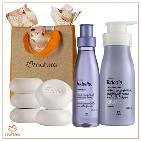 Kit Natura Todo dia Algodão Creme Corporal 400ml Body Splash 200ml
