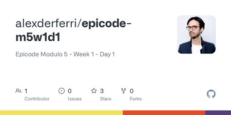 Github Alexderferri Epicode M W D Epicode Modulo Week Day