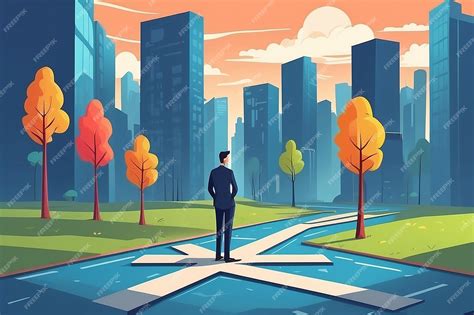 Premium Photo Thoughtful Man Standing At Crossroads Way Choice