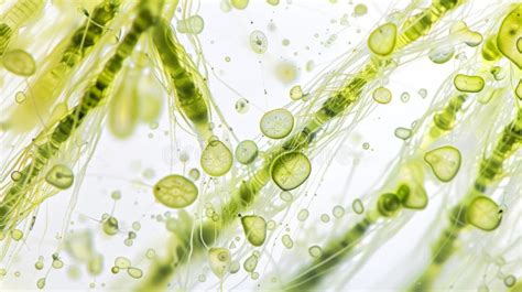 Algae Structure Under Microscope Isolated Green Microorganisms Stock