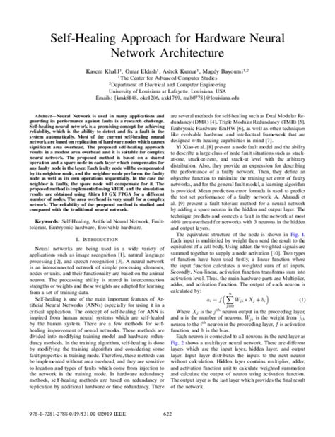 Pdf Self Healing Approach For Hardware Neural Network Architecture
