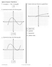 Algebra Semester Final Review Answer Key Course Hero