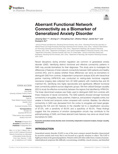 Pdf Aberrant Functional Network Connectivity As A Biomarker Of