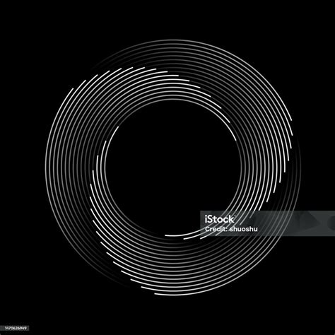 Abstract Black And White Vector Illustration Radial Stripe Gradient Turning Rays Pattern Stock