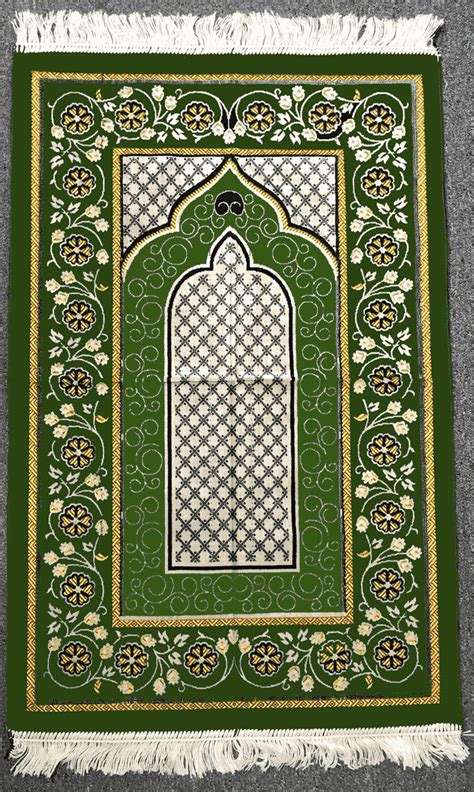 Green Soft Islamic Prayer Rug Assorted Designs And Color Pattern
