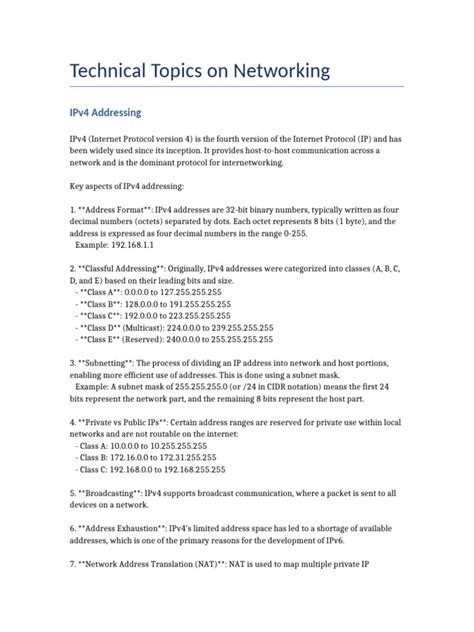 Networkingtopics Pdf I Pv6 Ip Address