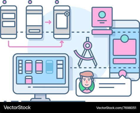 Ux Ui Design Flat Royalty Free Vector Image Vectorstock
