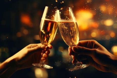 Premium Ai Image Sparkling Connection Clinking Champagne Glasses