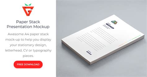 A4 Paper Stack Presentation Mockup