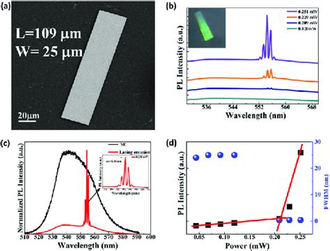 Lasing Emission Characteristics A Sem Image Of Single Ch 3 Nh 3 Pbbr
