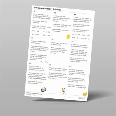 Year 6 Division Problem Solving Fluency Matrix Resource Classroom Secrets