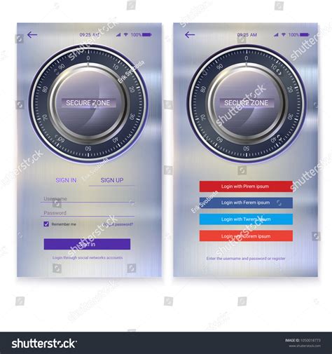 Security Application Ui Design On Metal Stock Vector Royalty Free