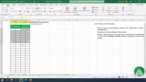 Berechnung Der Spearman Rangkorrelation In Excel