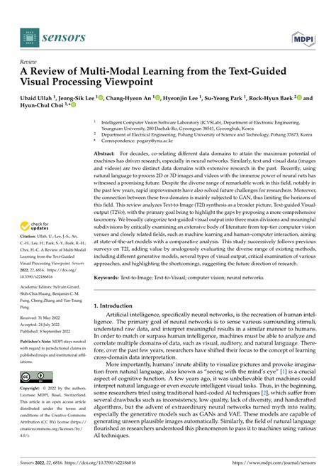 Pdf A Review Of Multi Modal Learning From The Text Guided Visual Processing Viewpoint