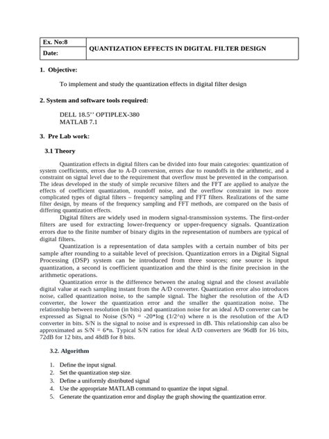 exp 7 quantization effects pdf signal to noise ratio analog to