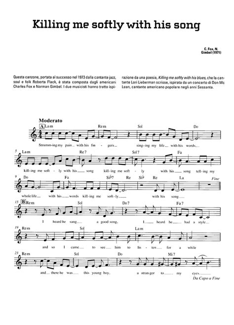 Killing Me Softly With His Song Easy Sheet Music Easy Sheet Music