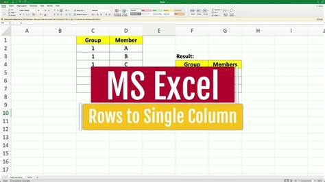 Ms Excel Convert Multiple Rows Into Single Column Tagalog Tutorial Youtube