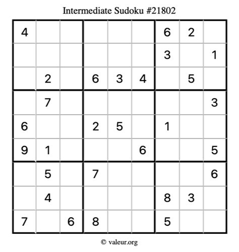 Intermediate Sudoku Puzzle 21802