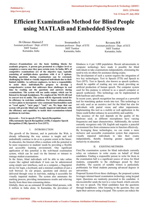 Pdf Efficient Examination Method For Blind People Using Matlab And