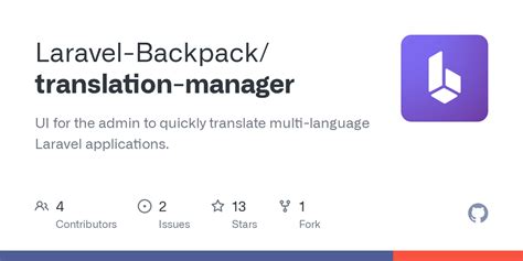 GitHub Laravel Backpack Translation Manager UI For The Admin To