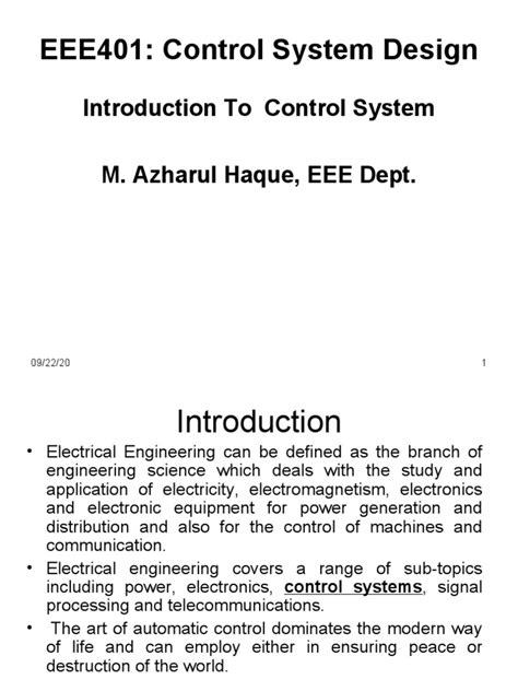 Lesson M1 1 Introduction To Control Systems Pdf Control Theory Control System