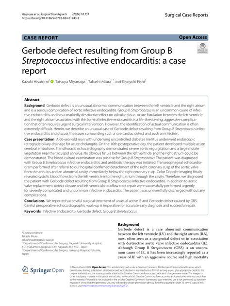 Pdf Gerbode Defect Resulting From Group B Streptococcus Infective Endocarditis A Case Report