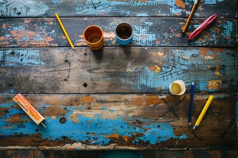 Close Up Of A Clean School Desk Seen From Above Premium Ai Generated Image