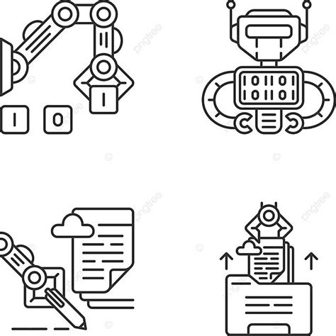Rpa Linear Icons Set Intelligence Digital Rpa Vector Intelligence Digital Rpa PNG And Vector