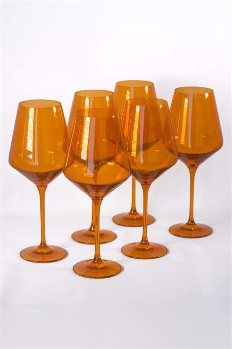 Estelle Colored Wine Stemware Set Of 6 Butterscotch Estelle Colored Glass