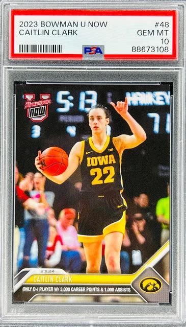 Caitlin Clark 2023 24 Bowman U Now Rookie Card Rc 48 Iowa 3000 Points