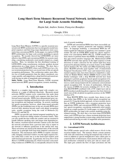 Sak14 Interspeech Pdf Deep Learning Speech Recognition