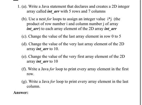 Solved 1 A Write A Java Statement That Declares And