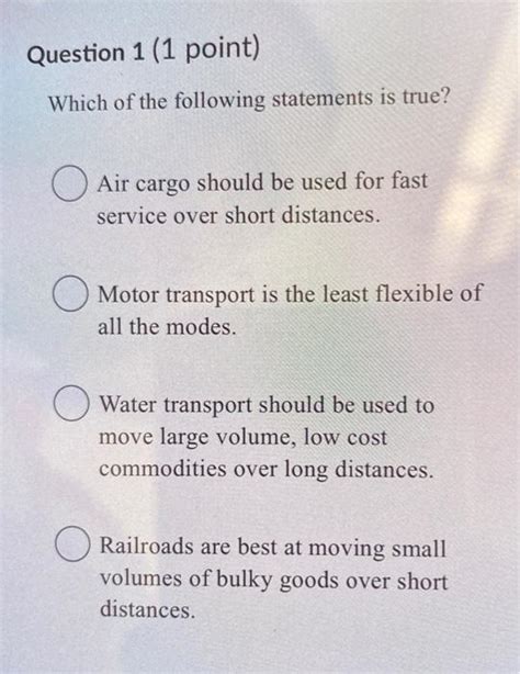 Solved Question 1 1 Point Which Of The Following